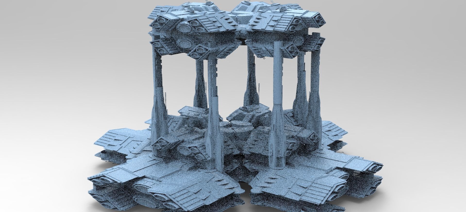 Dark Elven Sci-Fi Dome base 1 3D model | CGTrader