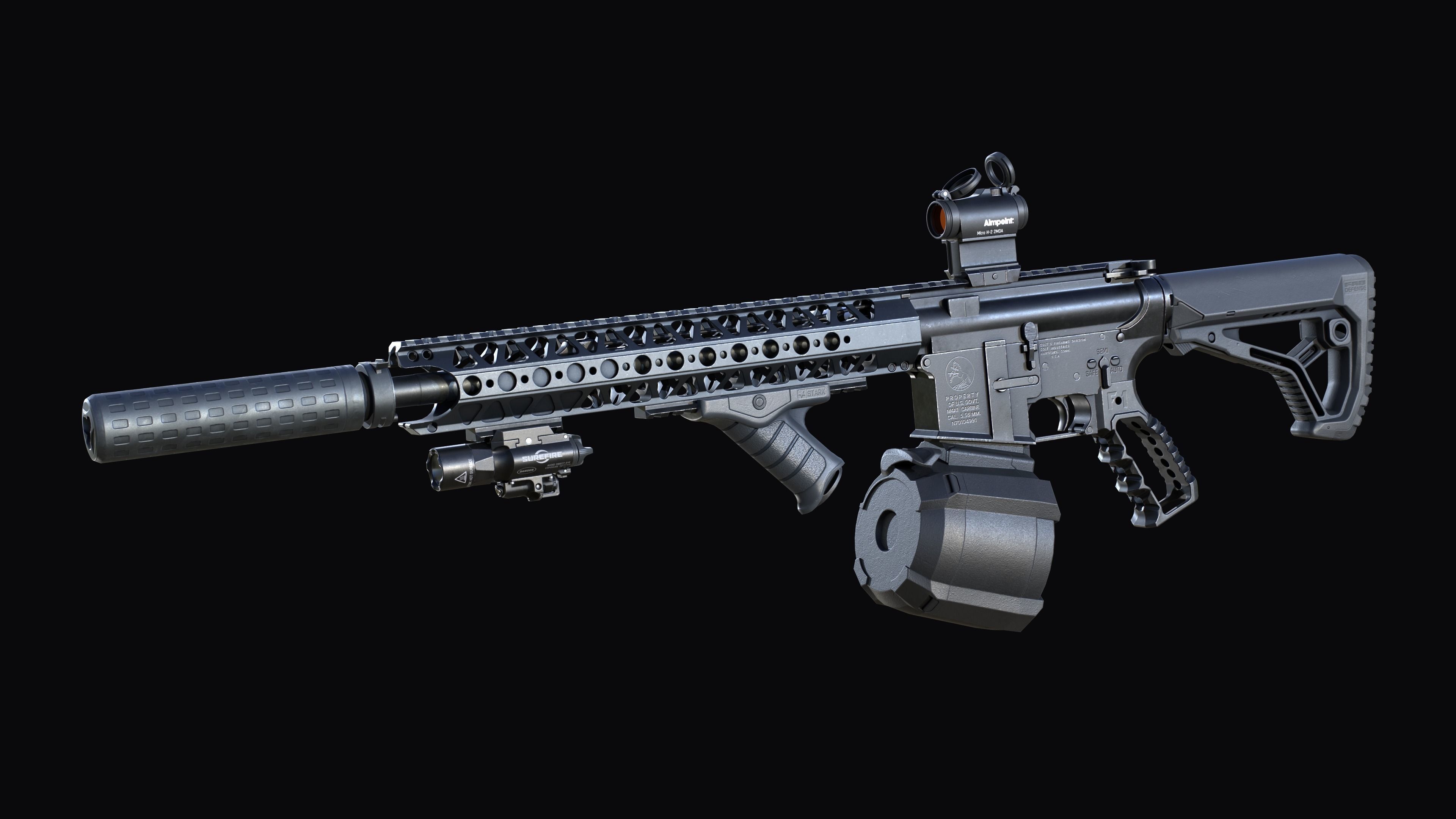 3D model Tactical modular assault rifle Colt M4A1 Custom VR / AR / low ...