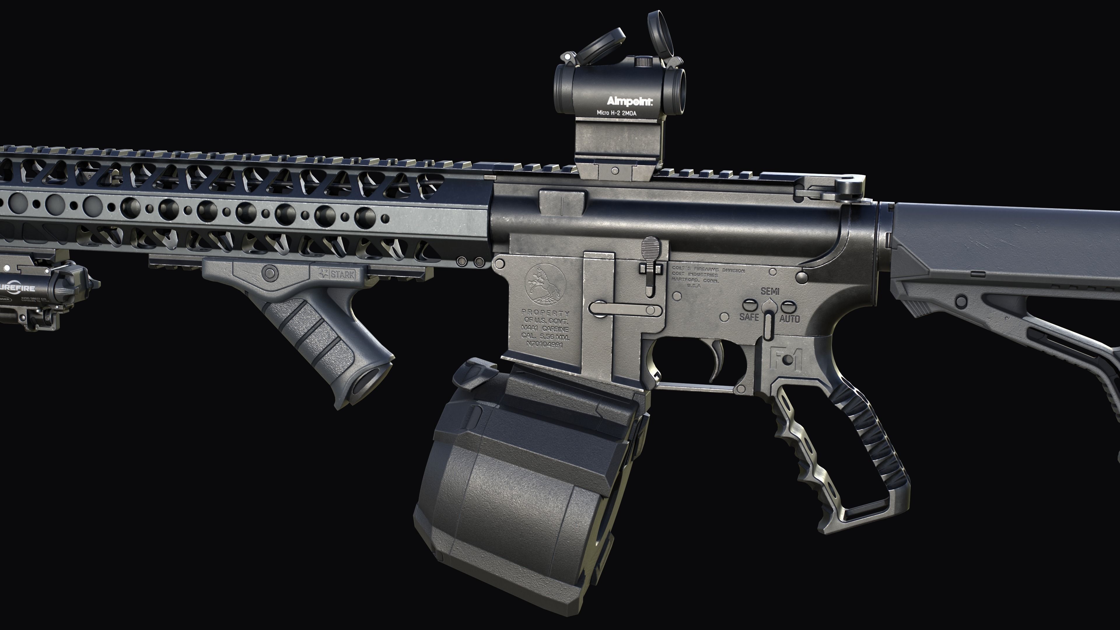 3D model Tactical modular assault rifle Colt M4A1 Custom VR / AR / low ...