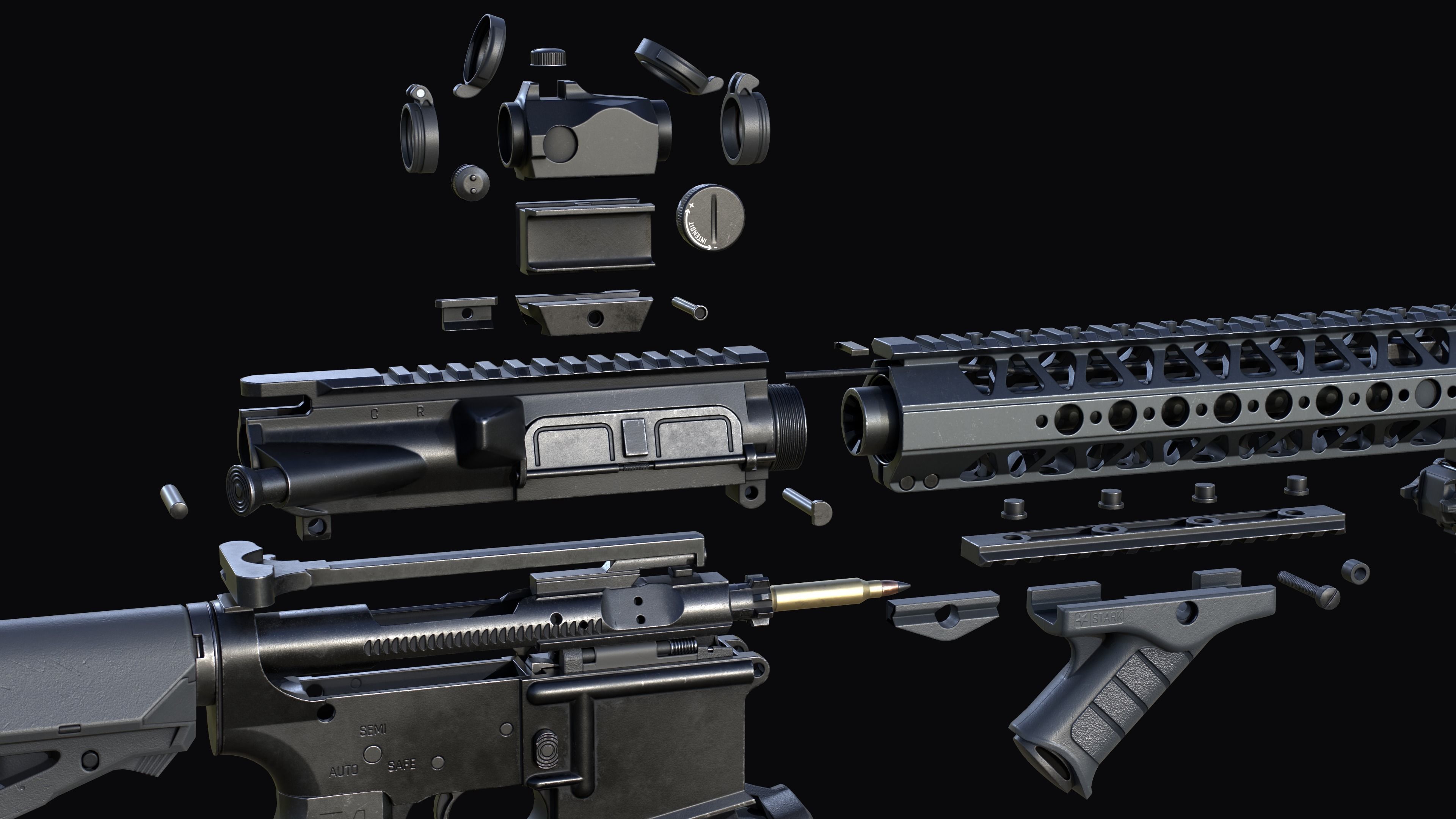 3D model Tactical modular assault rifle Colt M4A1 Custom VR / AR / low ...