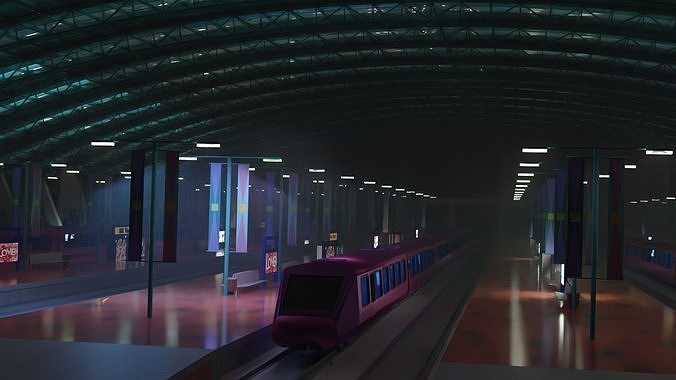 Train Stations with animated trains movement 3D model animated | CGTrader