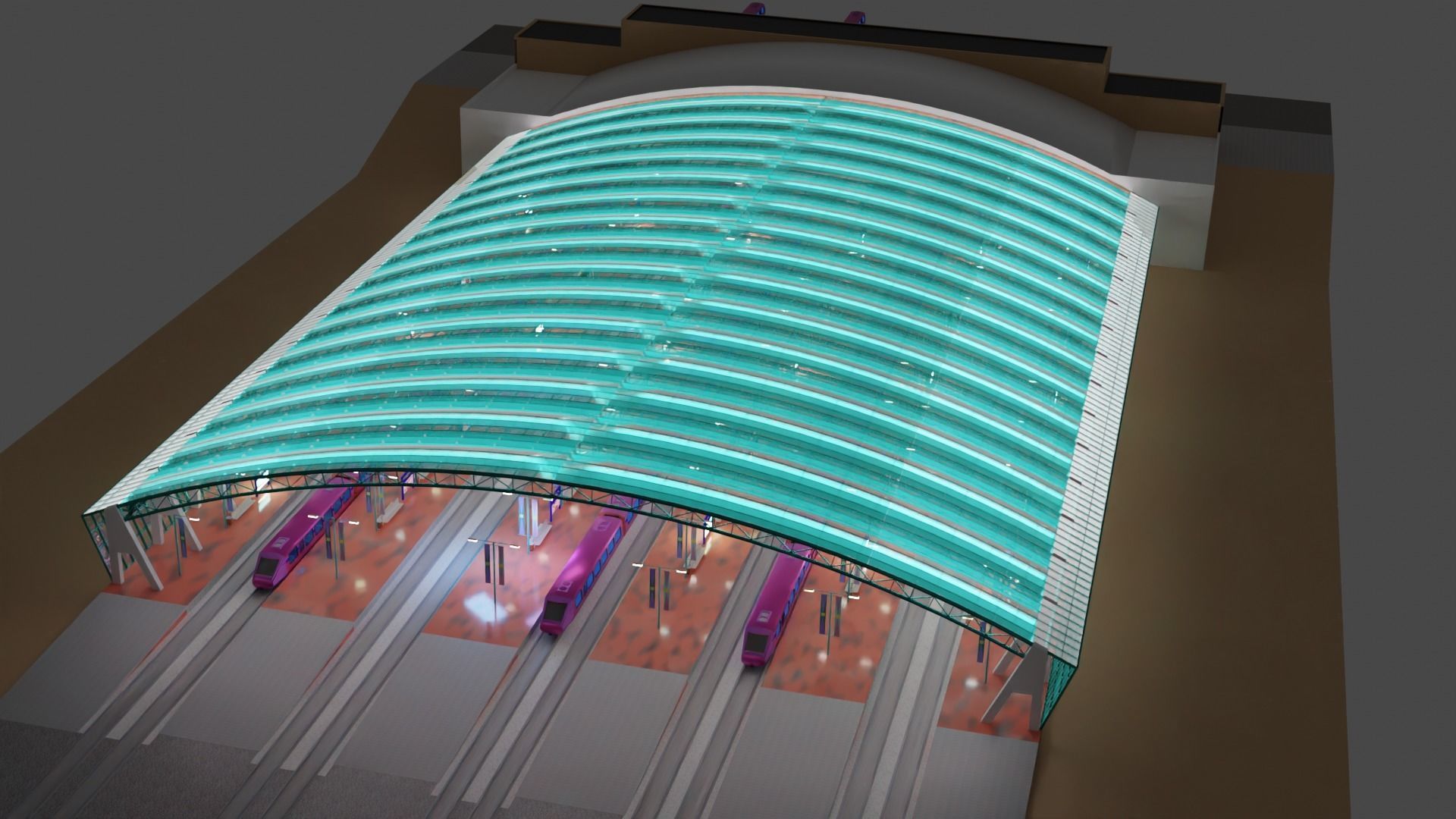 Train Stations with animated trains movement 3D model animated | CGTrader