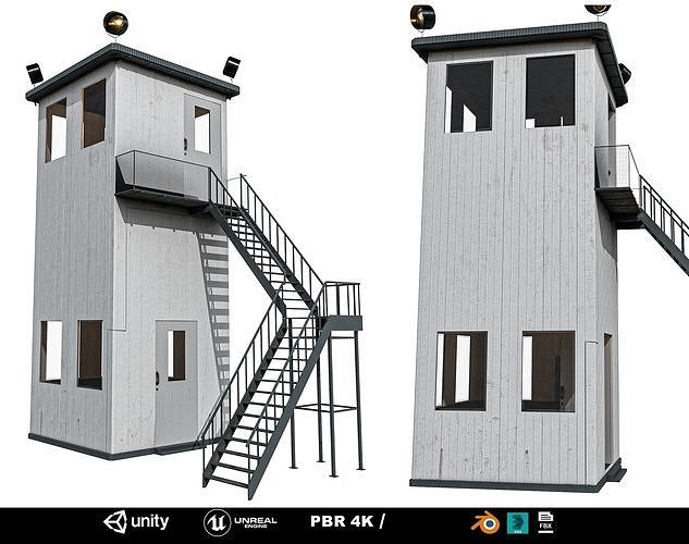 3D model Security Watch Tower 2 Types VR / AR / low-poly | CGTrader