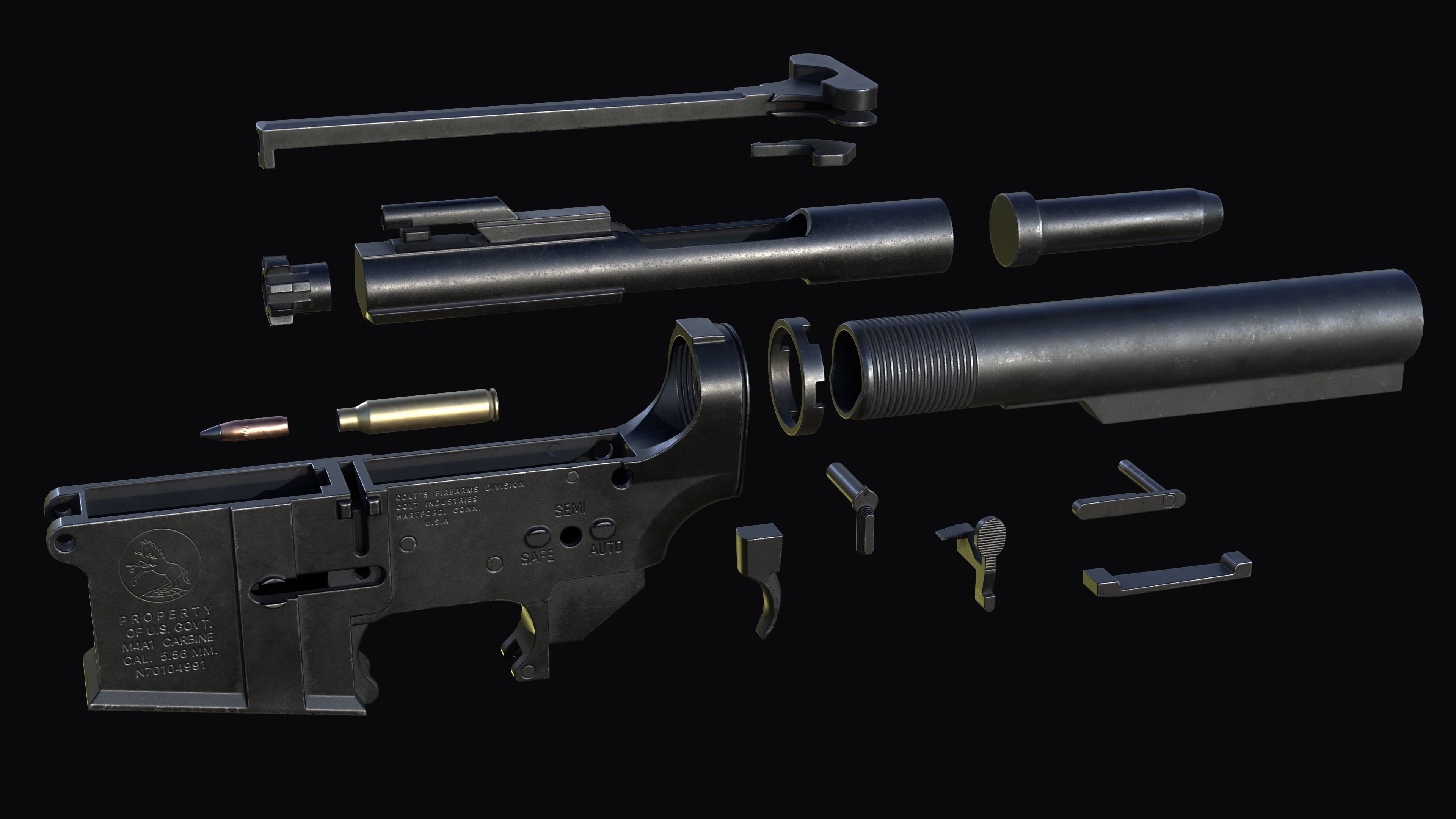 3D model M4A1 receiver with barrel VR / AR / low-poly | CGTrader