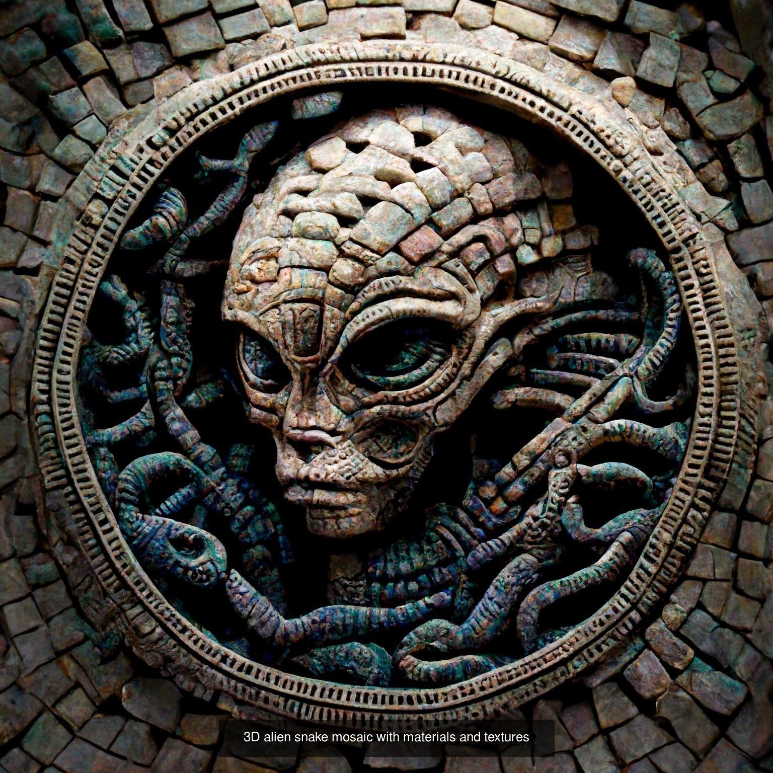 Ancient fantasy alien creature mosaic decoration starter kit 3D Model ...