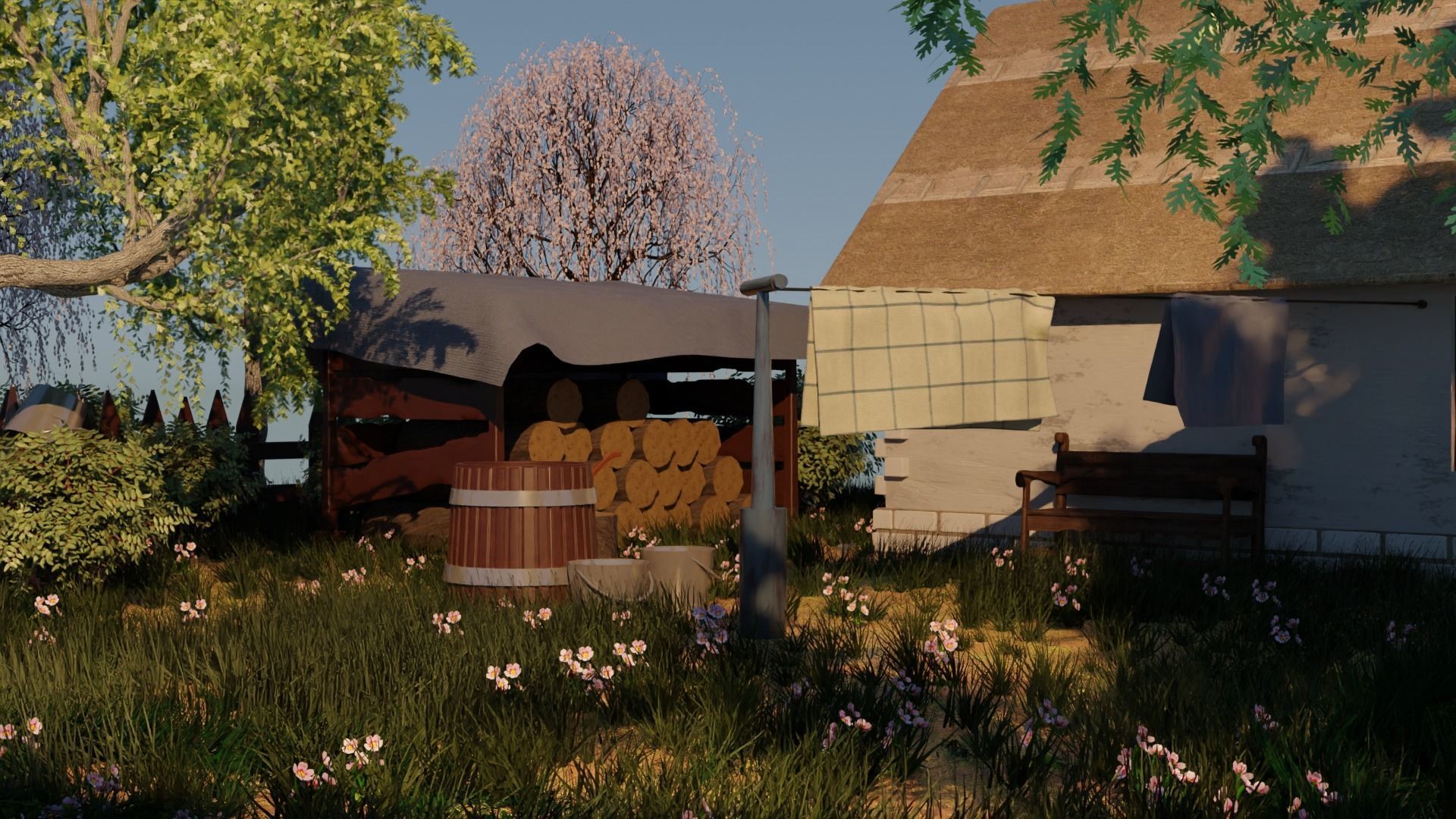 Yard in the village 3D model animated | CGTrader
