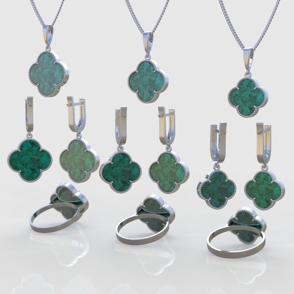 Ring Earring and Pendant Set 3D printable model 0047 3D Model Collection | CGTrader