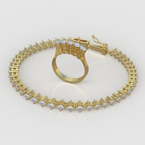Ring and Bracelet Set 3D printable model 0059 3D Model Collection | CGTrader