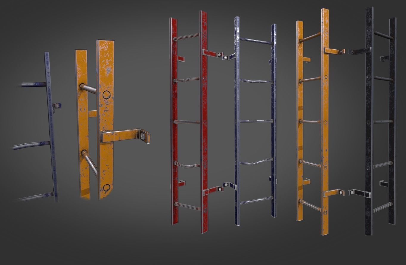 3D model industrial stairs and handrails pack VR / AR / low-poly | CGTrader