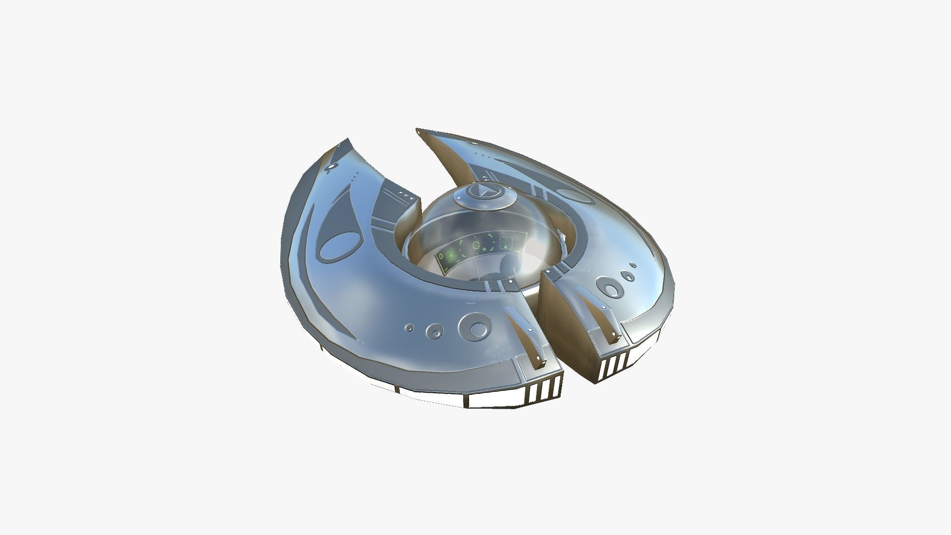 3D model Alien Spaceship UFO I02 Aluminum - Sci Fi Spacecraft Design VR ...