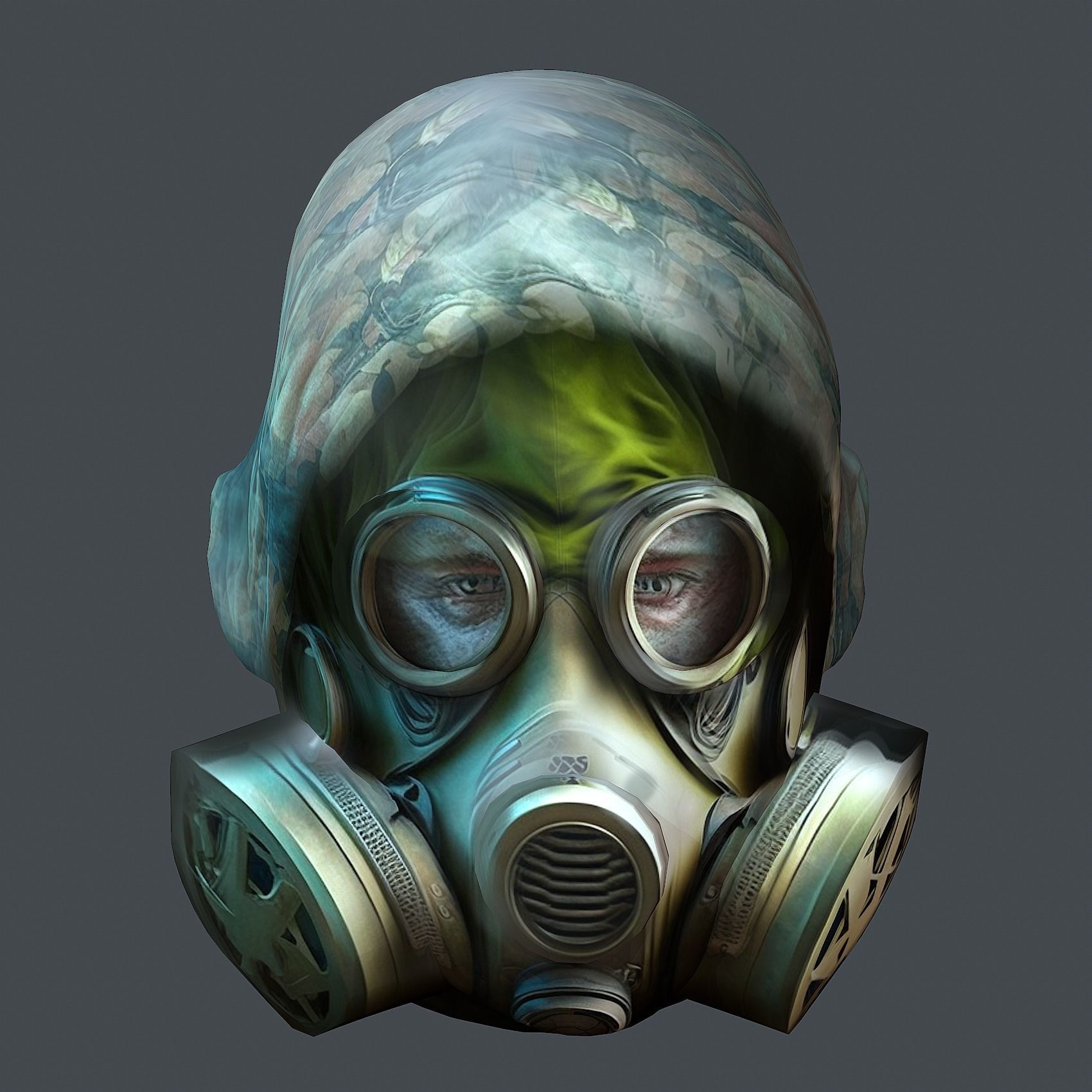 3D model Gas mask helmet 3d model military combat VR / AR / low-poly ...