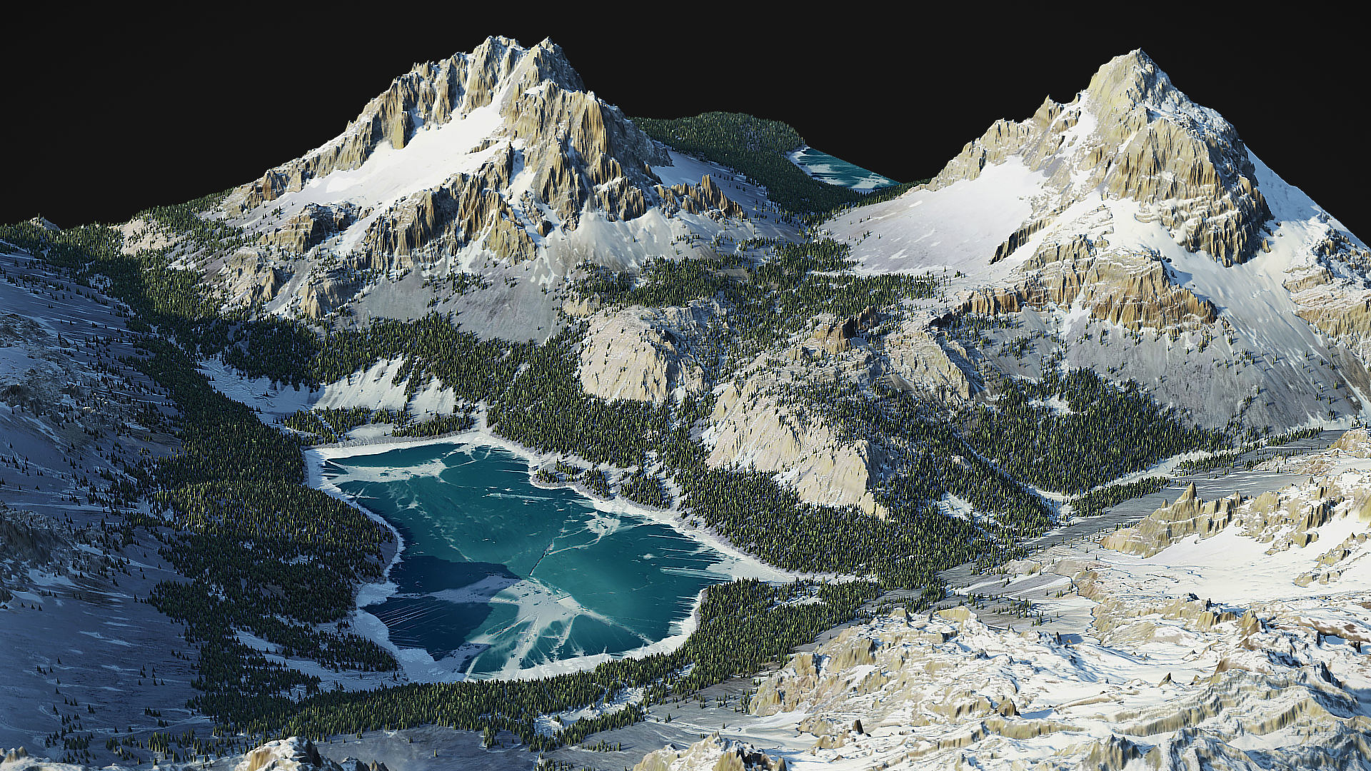 Mountain Lake Landscape - World Machine 3D model | CGTrader