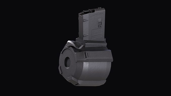 3D model AR M4 - Magpul PMAG D-60 STANAG magazine VR / AR / low-poly ...