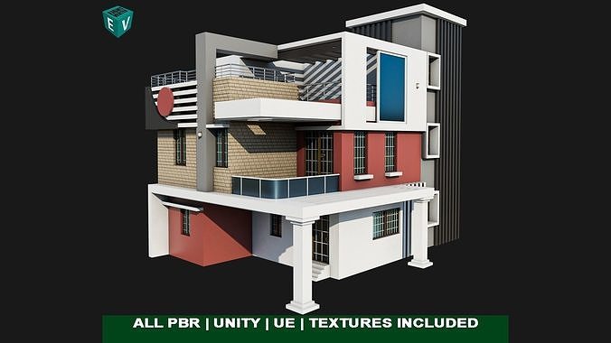 3D model Modern House 01 All PBR Unity UE Textures Included VR / AR ...