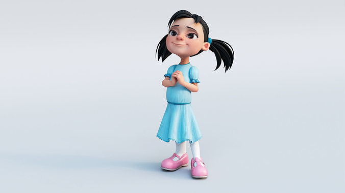 Jumana Cartoon Girl Character Rigged 3D model rigged | CGTrader