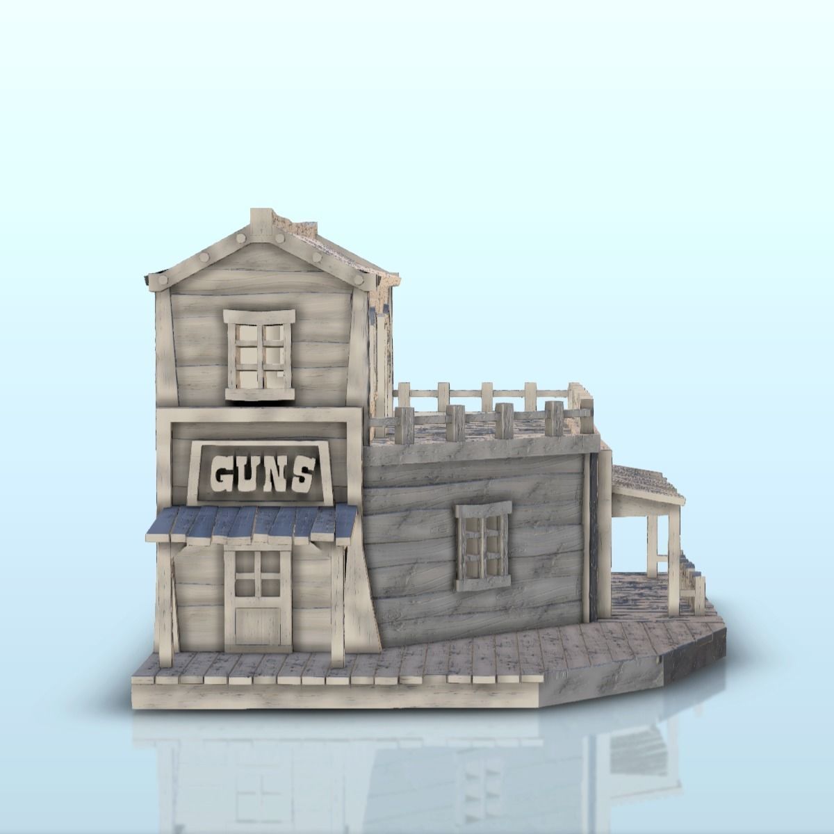 Western gun shop with floor and terrace 11 - USA ACW Civil War 3D model ...