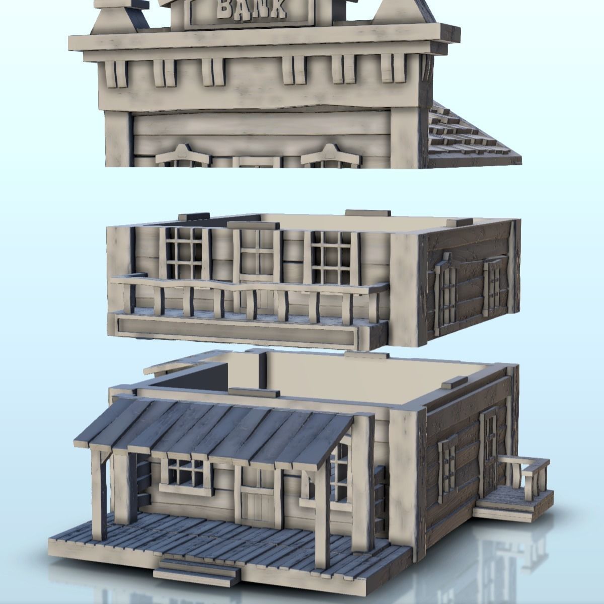 Western bank building with floor and canopy 7 - USA ACW War 3D model 3D ...