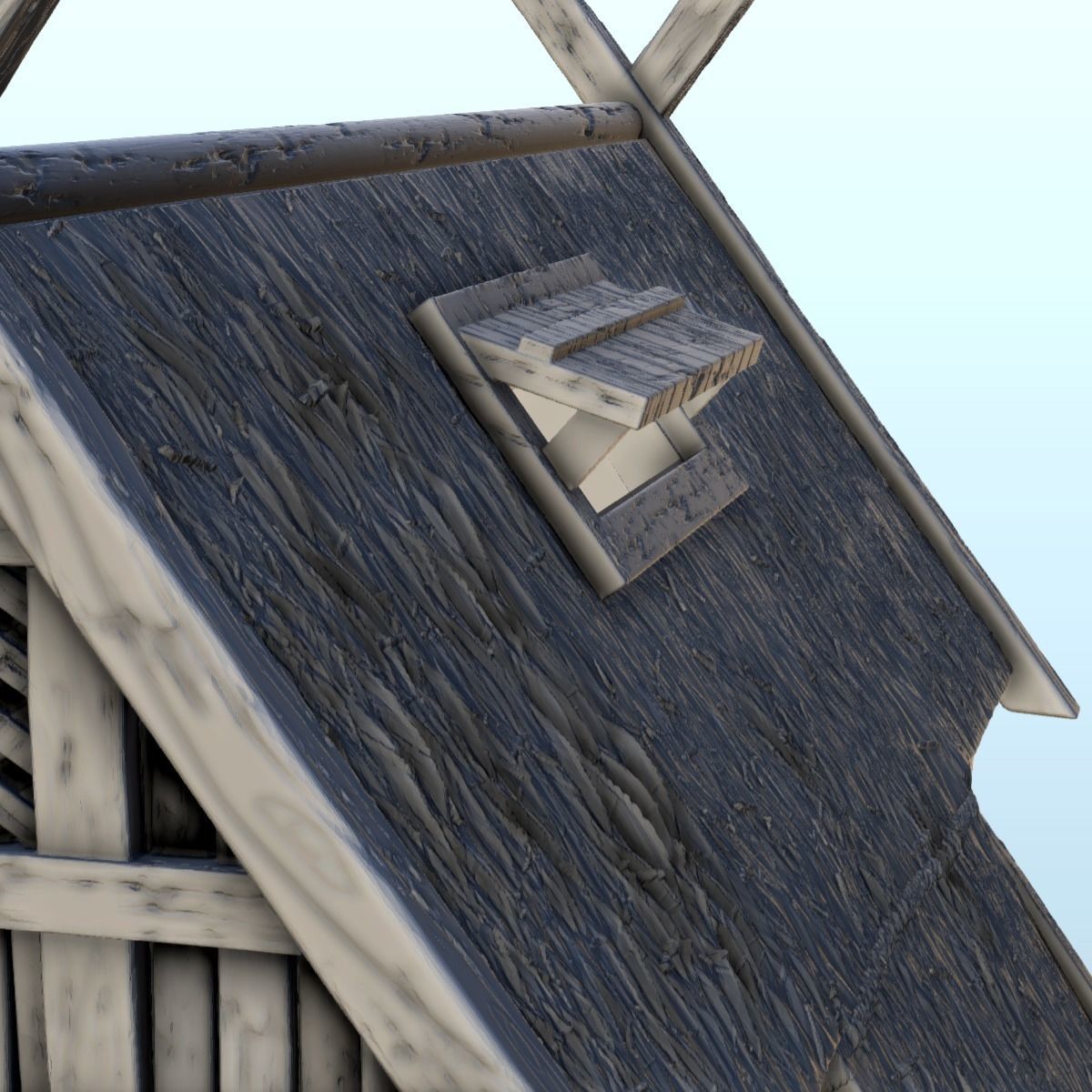 Viking building with large thatched roof and roof window 8 3D model 3D ...
