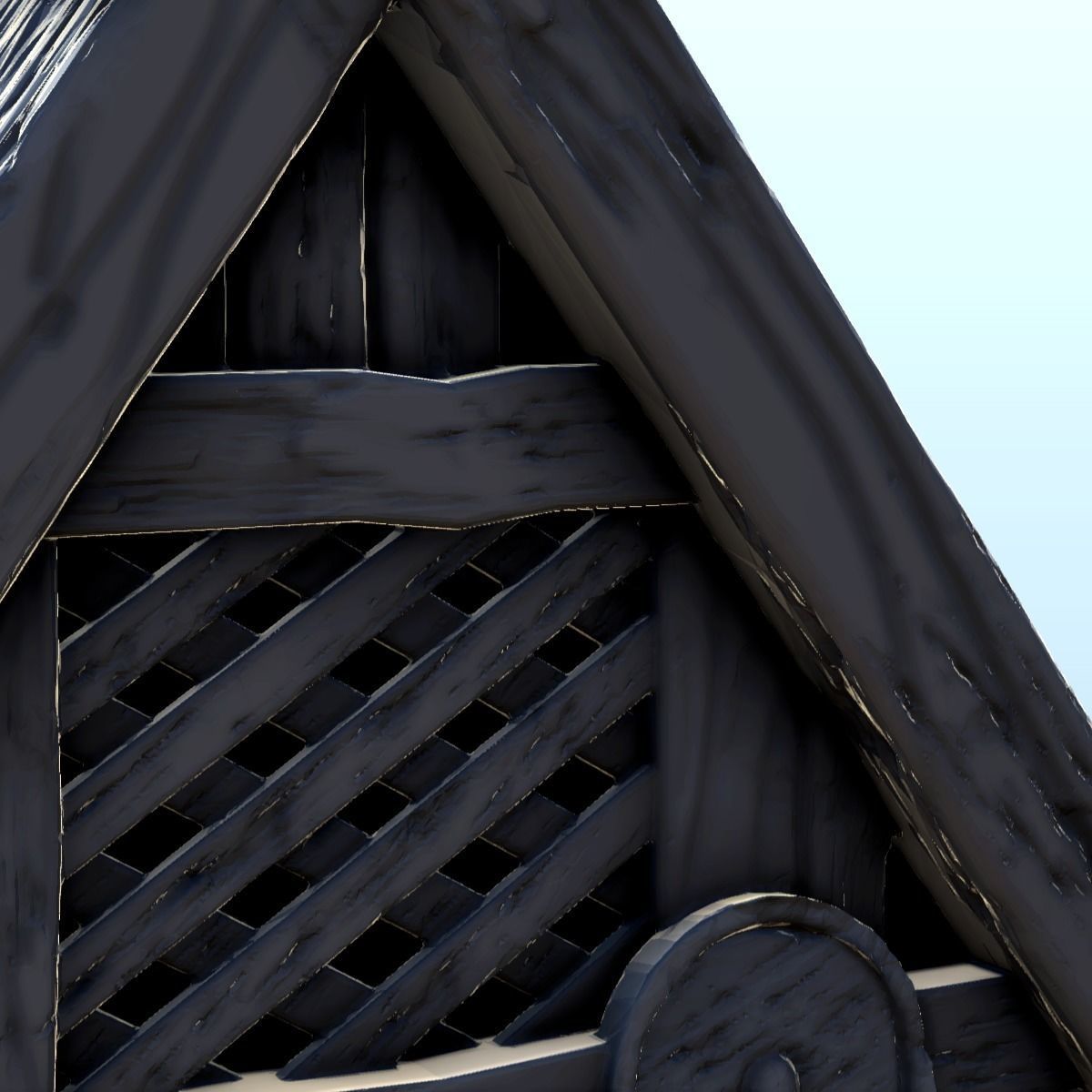 Viking building with large thatched roof and roof window 8 3D model 3D ...