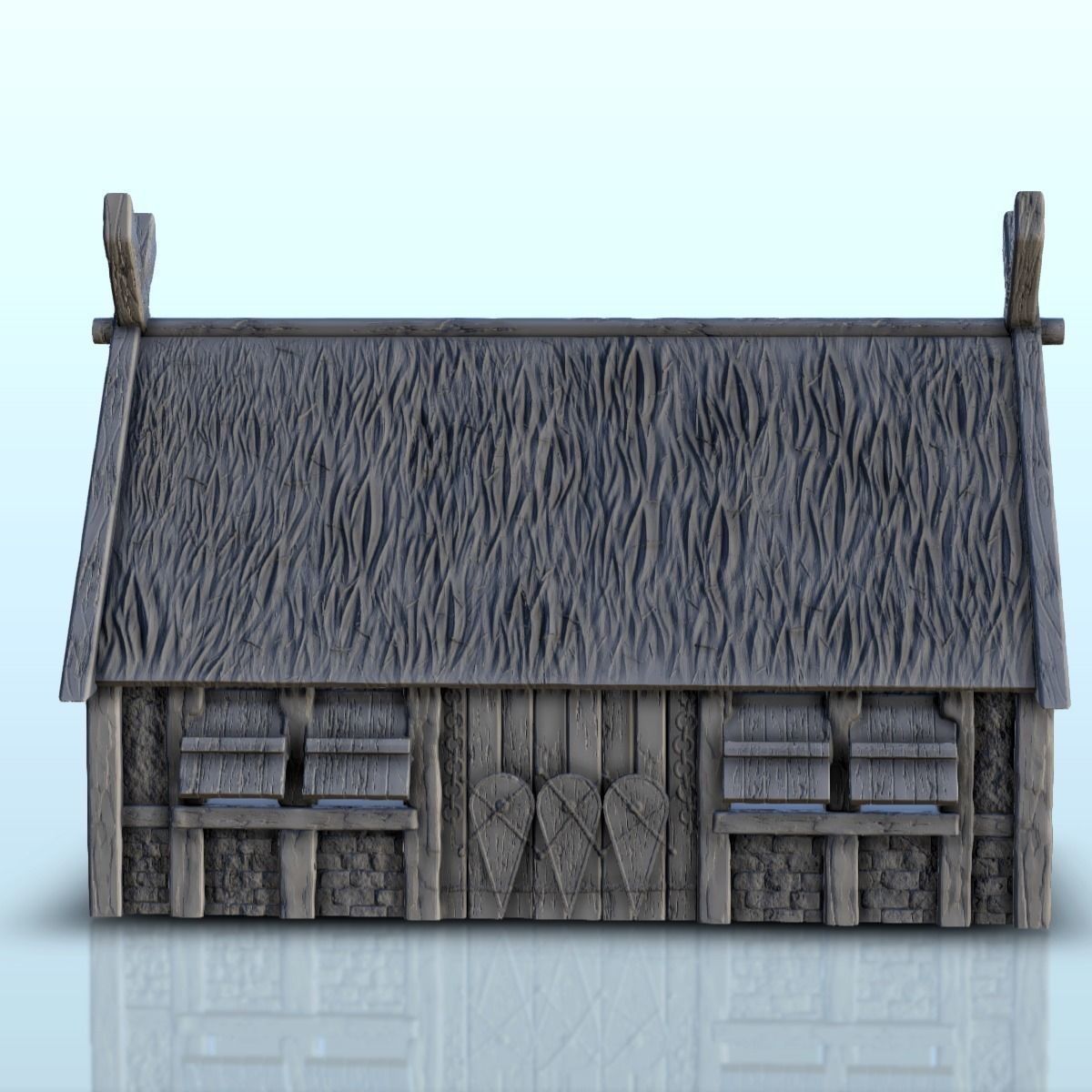 Viking building with large thatched roof and roof window 8 3D model 3D ...