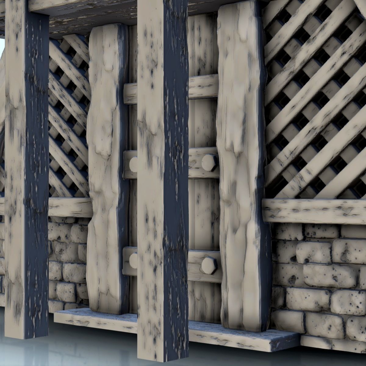 Viking building with bevelled roof and wooden column 6 3D model 3D ...