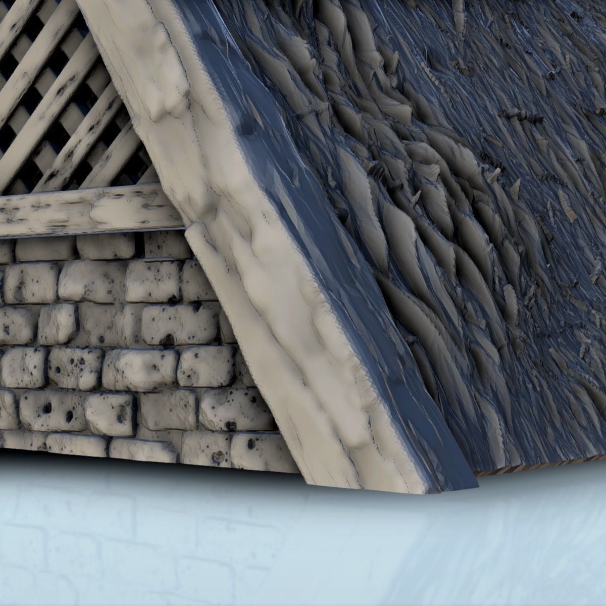 Viking building with bevelled roof and wooden column 6 3D model 3D ...