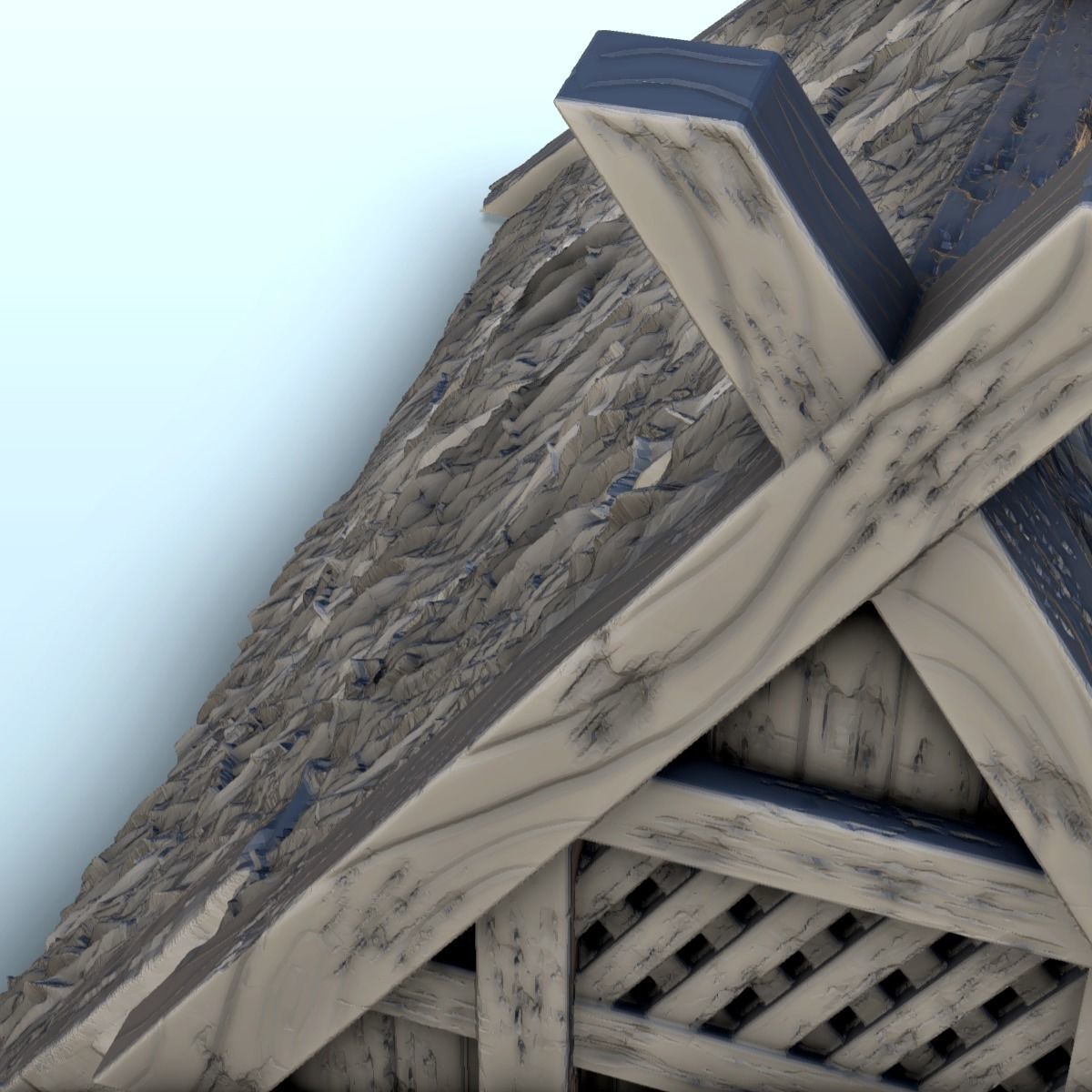 Viking building with bevelled roof and wooden column 6 3D model 3D ...