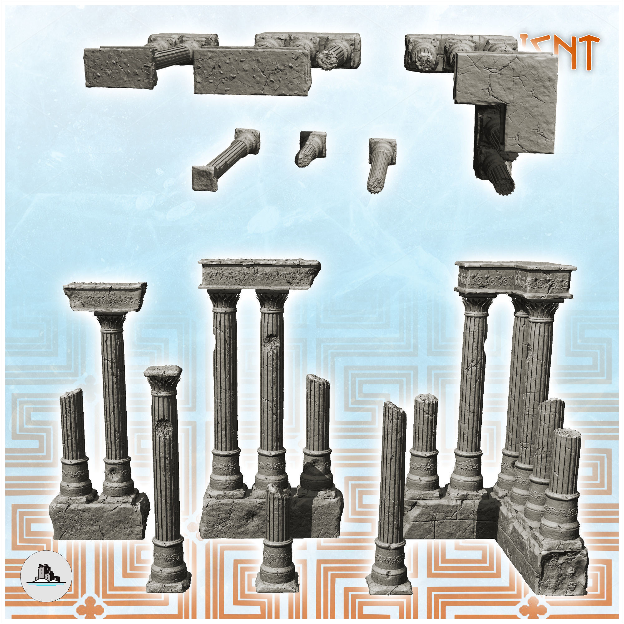 Set of ruined antique columns 1 - Ancient Classic Old Archaic 3D model ...
