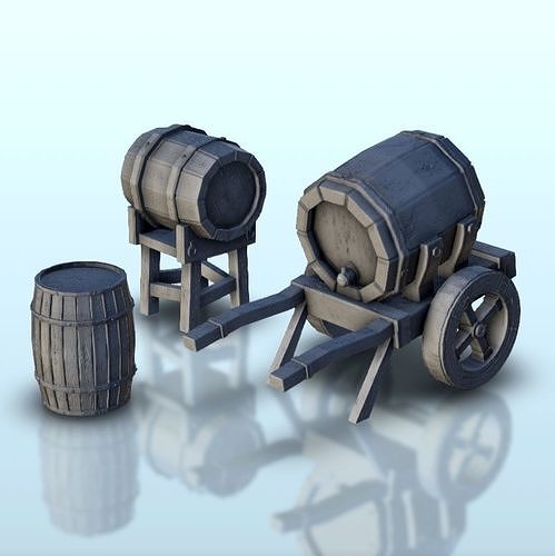 Set of medieval barrels 1 - Medieval Gothic Feudal Old Archaic 3D model ...