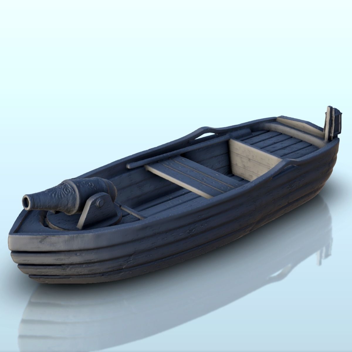 Paddle boat with powder cannon 1 - Medieval Gothic Feudal Old 3D model ...