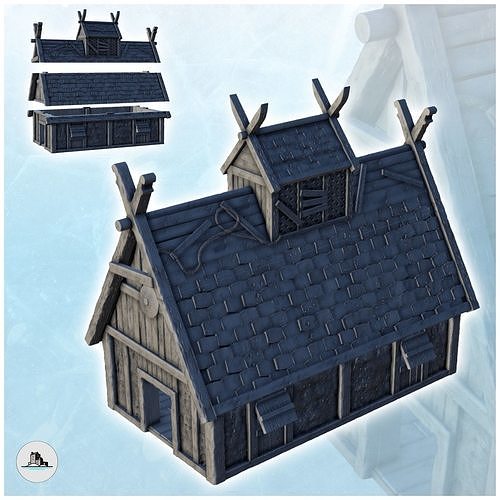 Large Viking building with floor and large door 3 3D model 3D printable ...