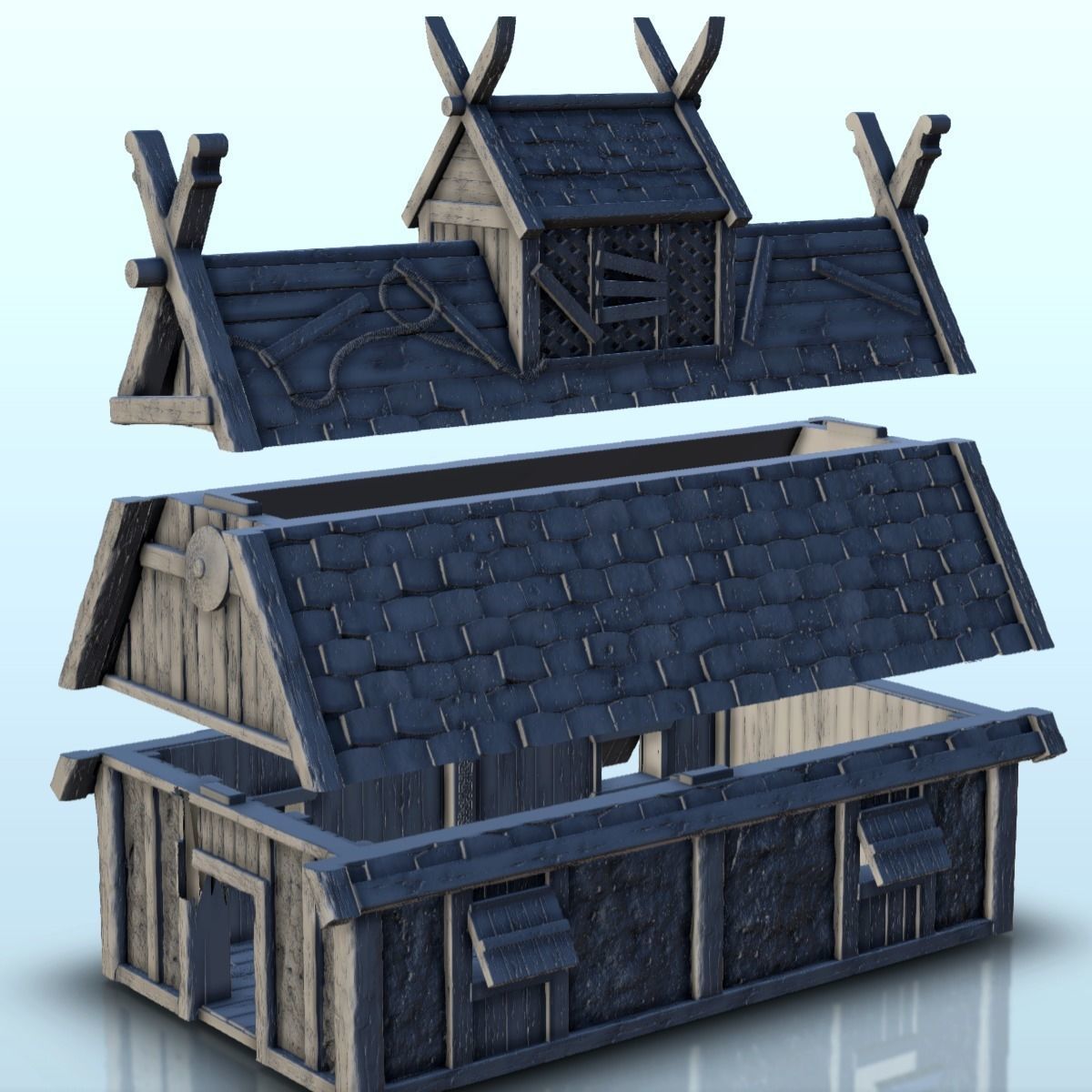 Large Viking building with floor and large door 3 3D model 3D printable ...
