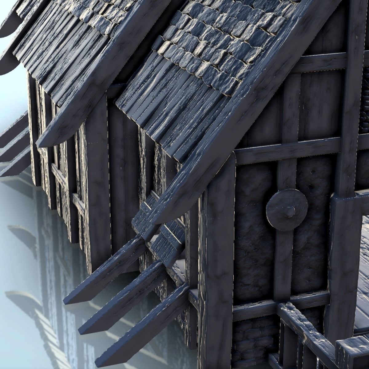 Large Viking building with double entrance and railings 5 3D model 3D ...