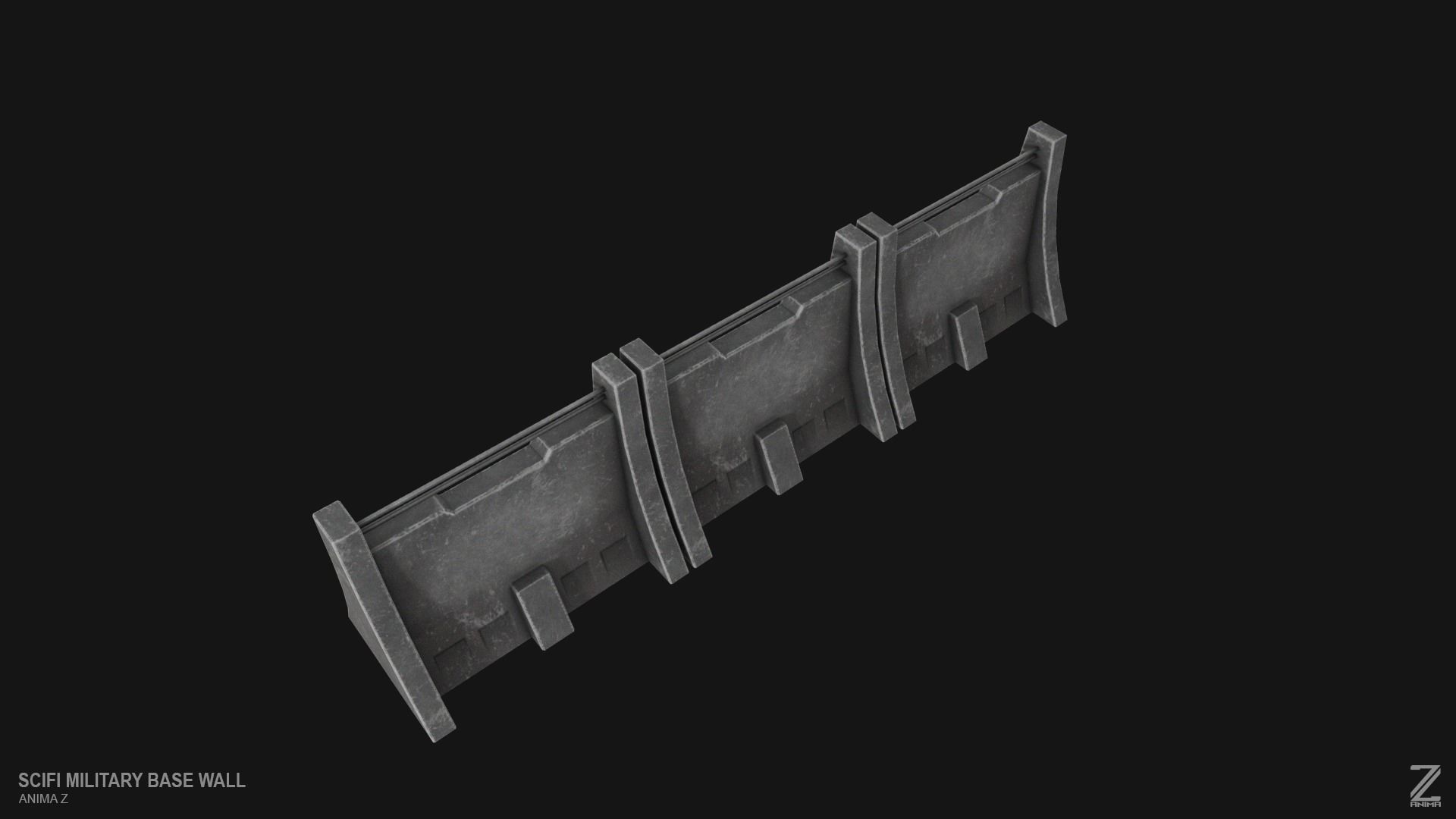 3D model Scifi militarybase wall VR / AR / low-poly | CGTrader
