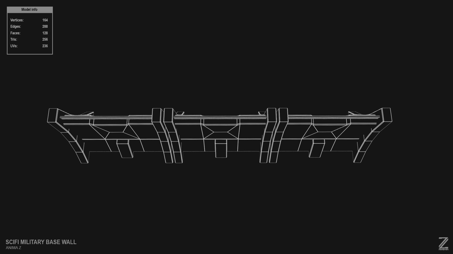 3D model Scifi militarybase wall VR / AR / low-poly | CGTrader