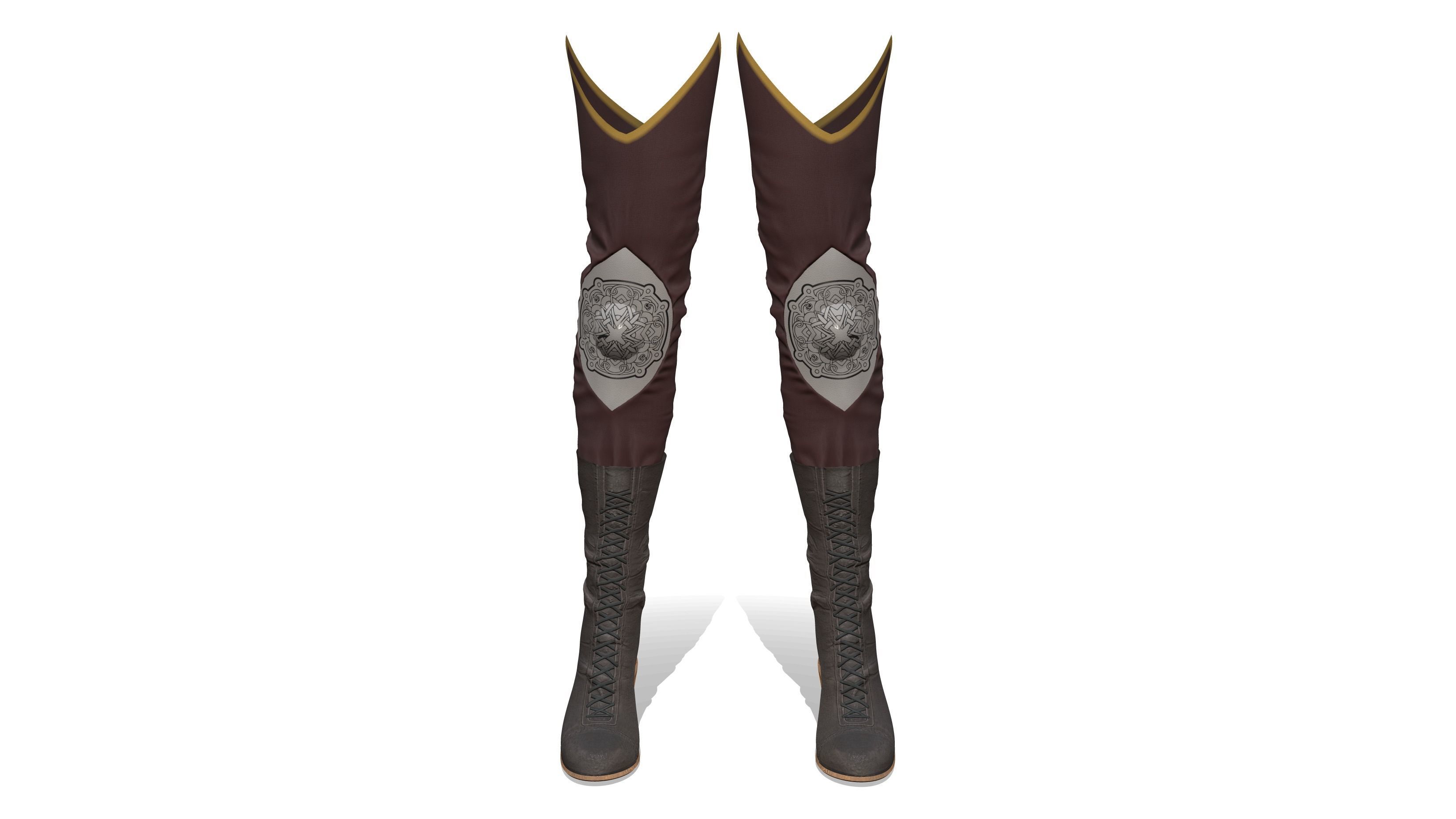 3D model Medieval Knights High Heel Thigh Boots With Knee Guard VR / AR ...