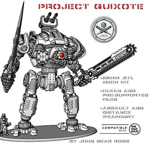 Project Quixote-28mm Presupported Dieselpunk Modular Mech Kit 3D model ...