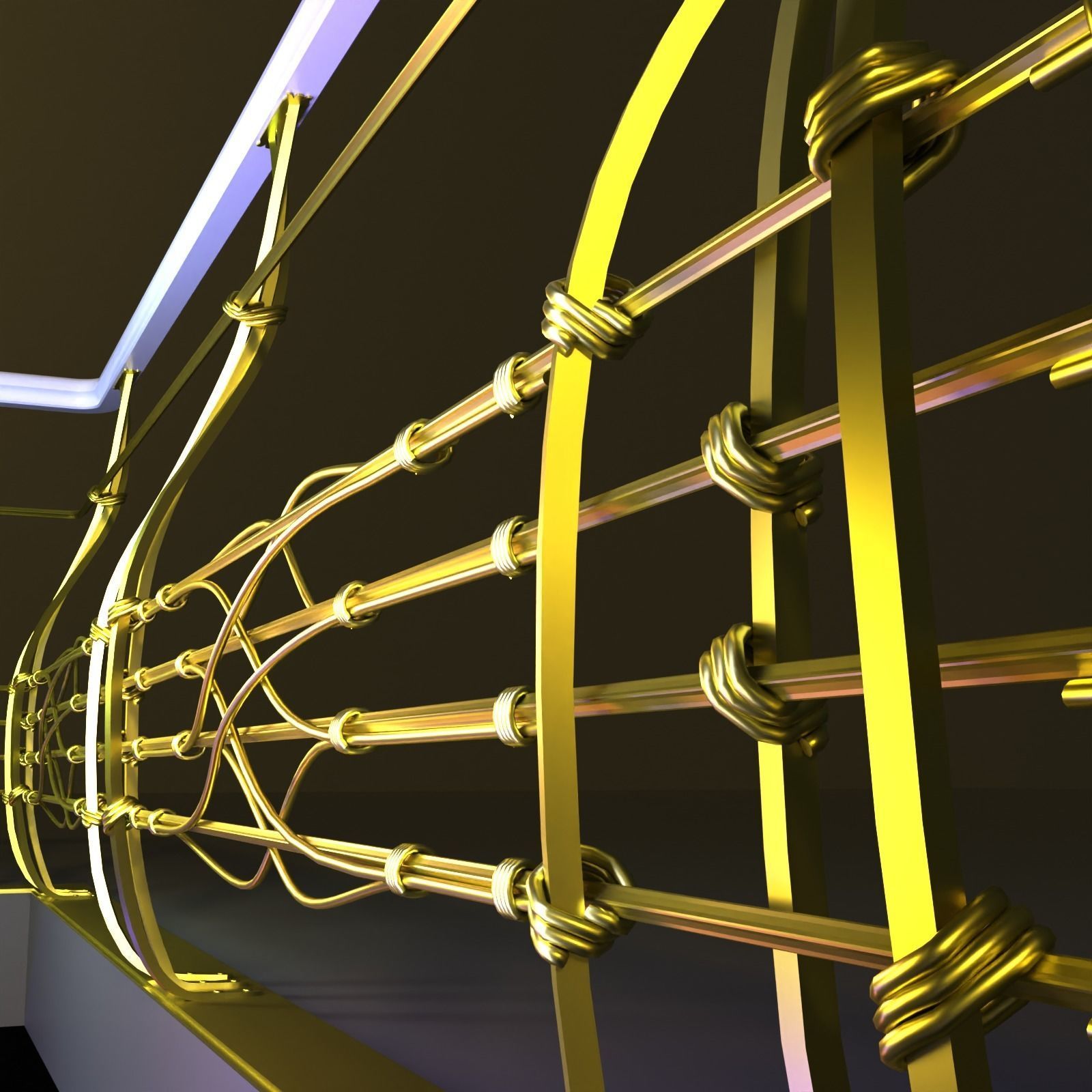 Ladder-gold stair railing - stair railing 3D model rigged | CGTrader