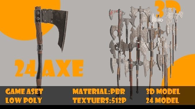 3D model Axe collection-game assets-vol 02 VR / AR / low-poly | CGTrader