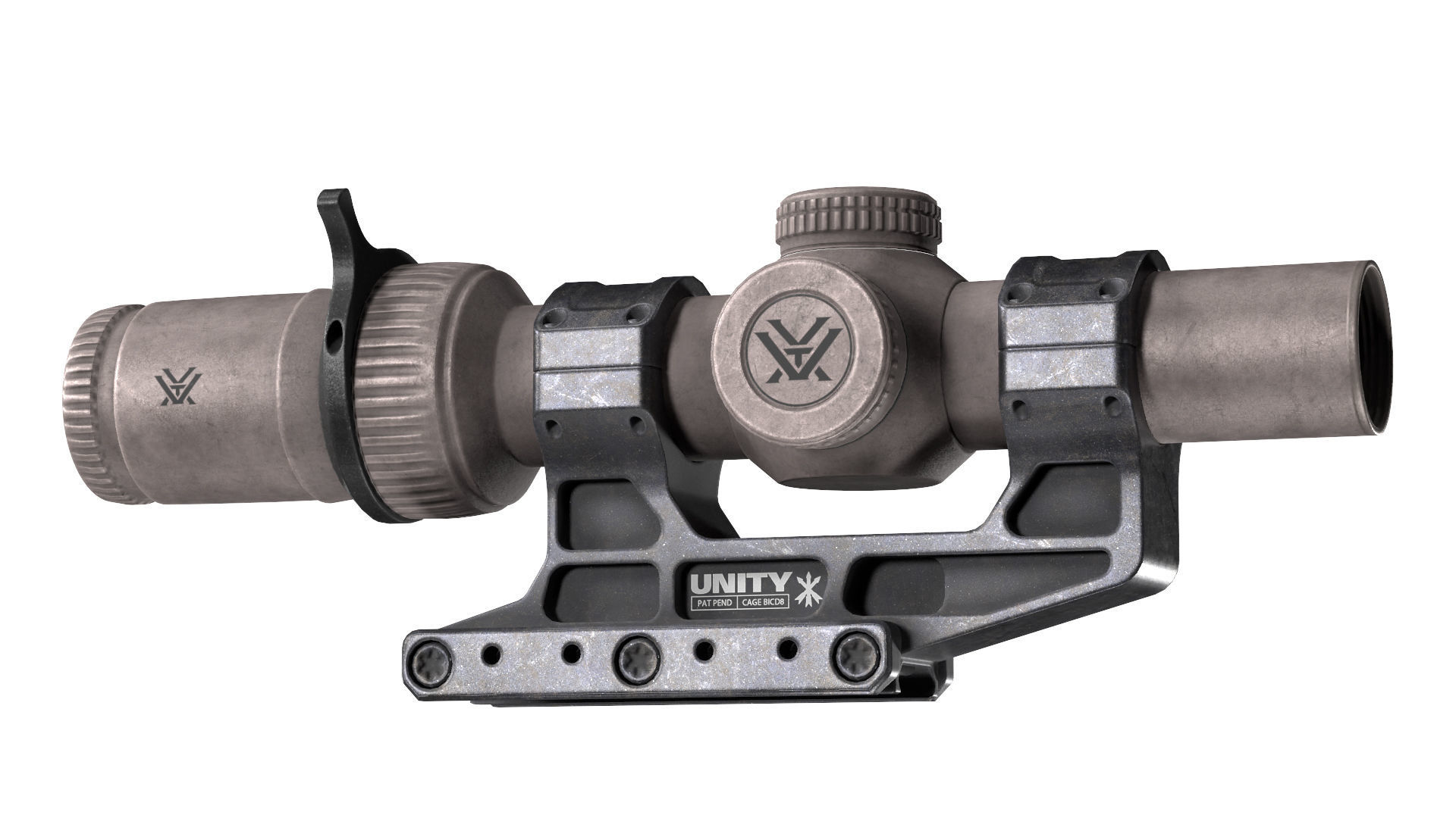 3D model MILITARY VORTEX 1X8 LPVO RIFLE SCOPE VR / AR / low-poly | CGTrader