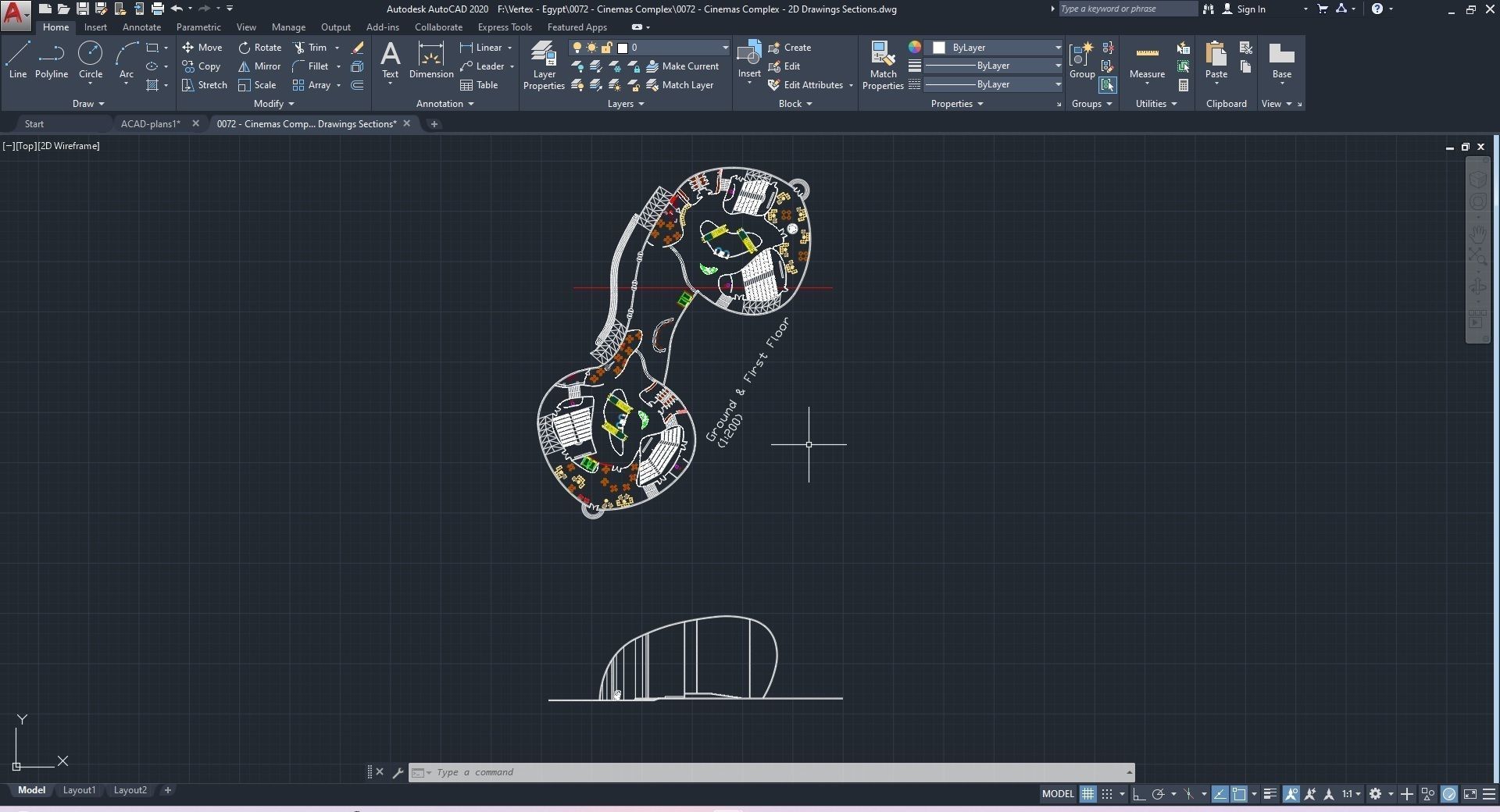 0072 - Cinemas Complex - 2Ds Plans - 3Ds Files 3D model | CGTrader