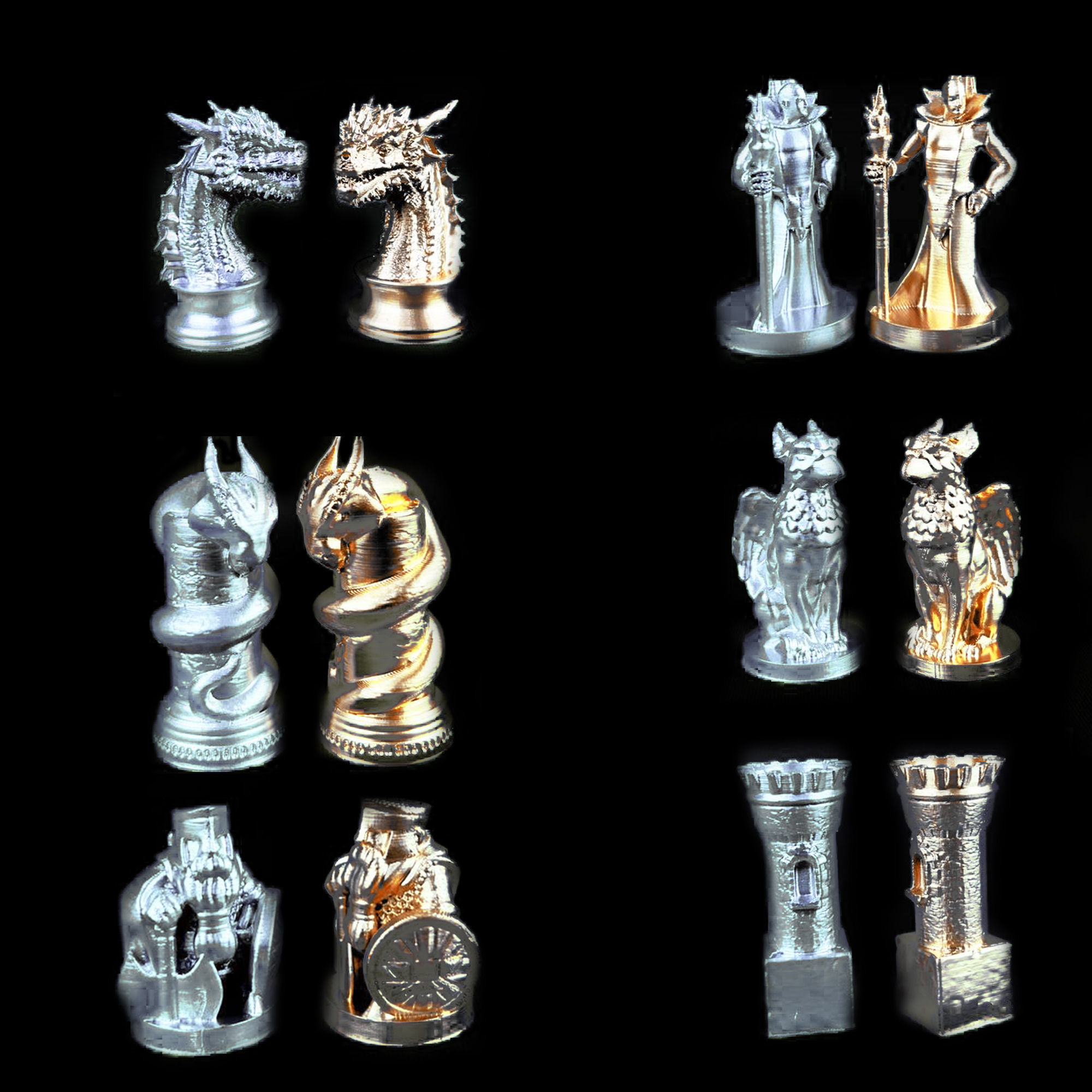 Dragon Chess Pieces 6 Different Pieces - Dragon Chess Game 3D model 3D ...
