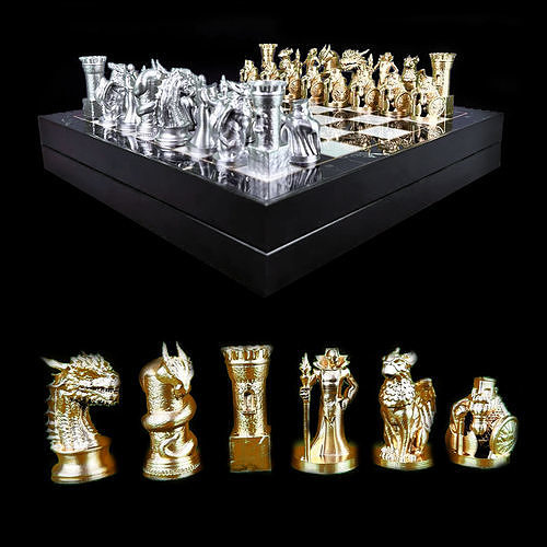 Dragon Chess Pieces 6 Different Pieces - Dragon Chess Game 3D model 3D ...