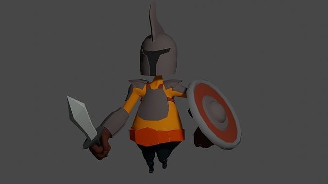 Low poly warrior 3D model animated rigged | CGTrader