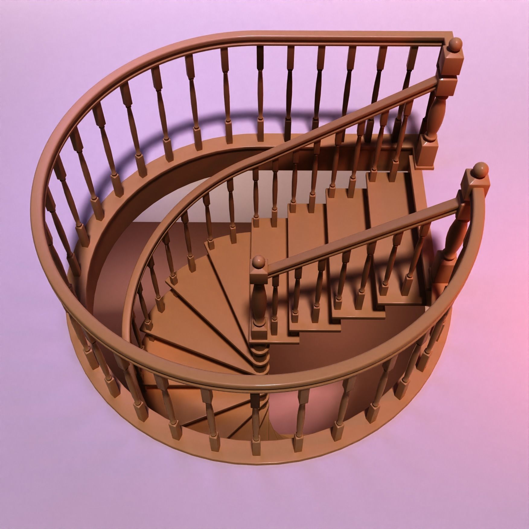 Ladder-screw wooden spiral staircase 3D model rigged | CGTrader