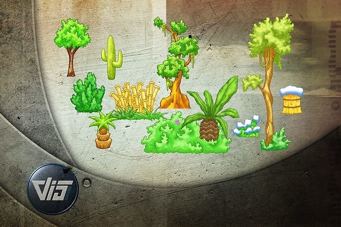 Painted 2D Plants Texture | CGTrader