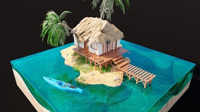 small island made with blender 3D model | CGTrader