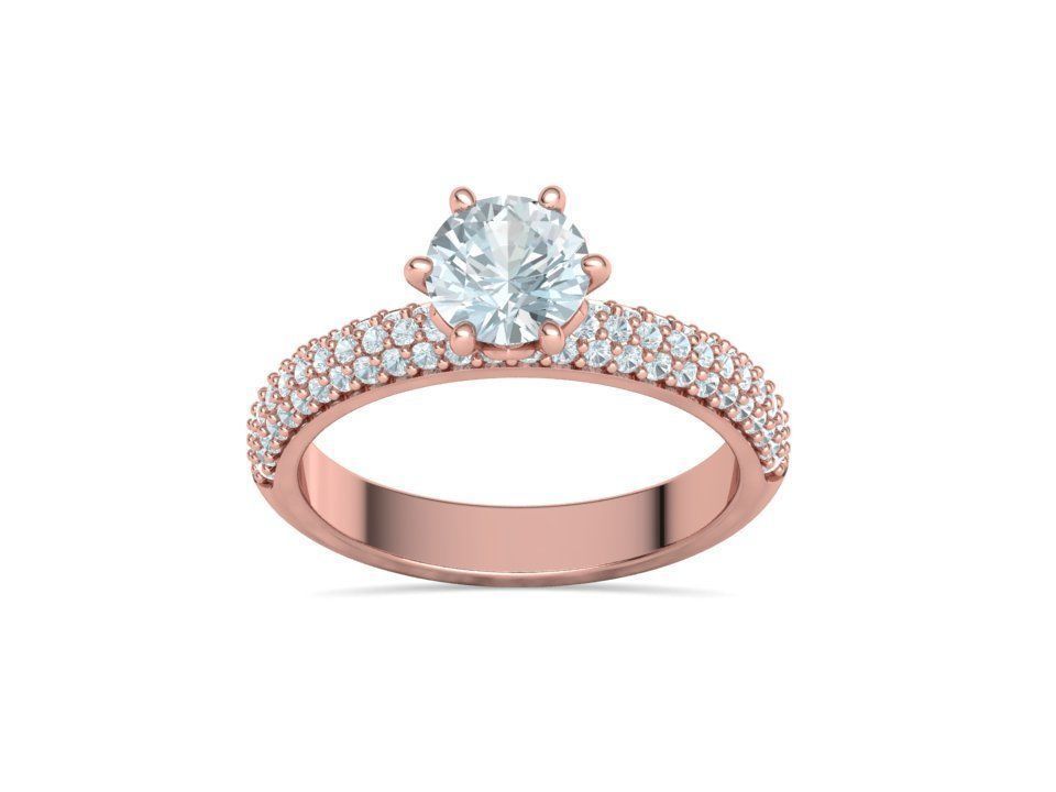 Gianna Engagement 3-Row Diamond Ring 1ct stone 3dprint model 3D model 3D printable | CGTrader
