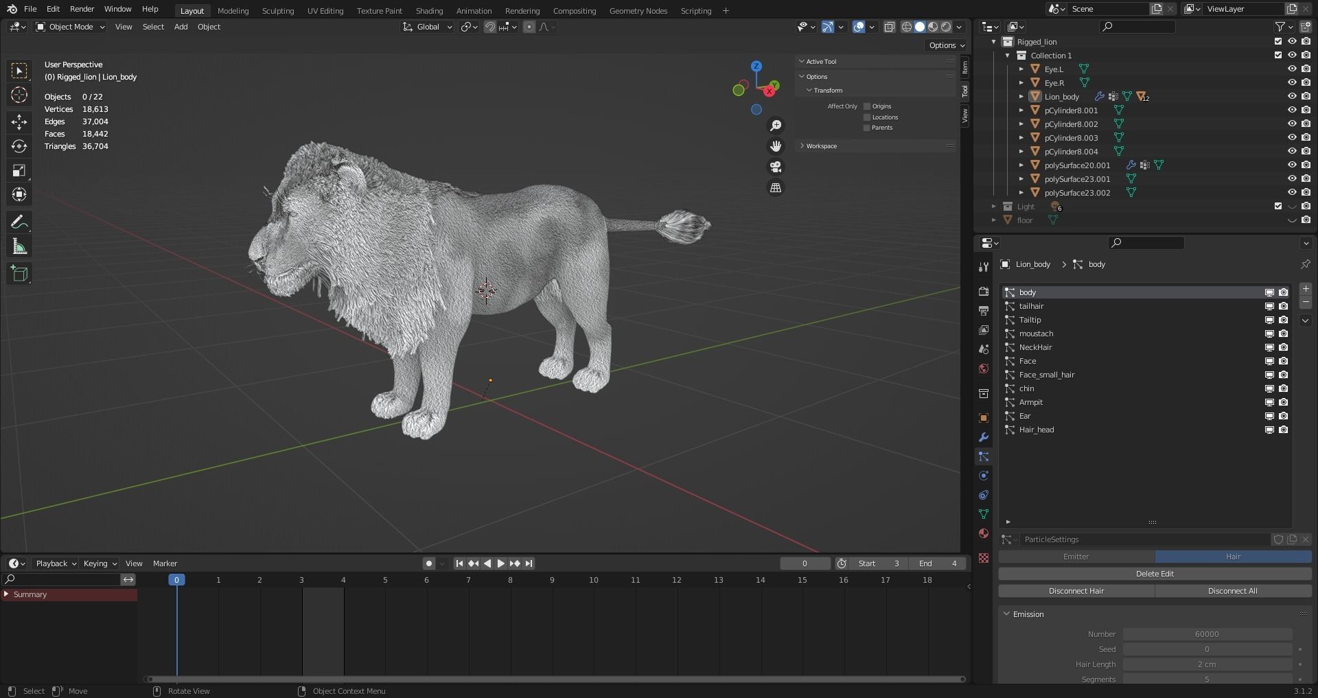 3D model Fur Lion Rigged in Blender VR / AR / low-poly | CGTrader