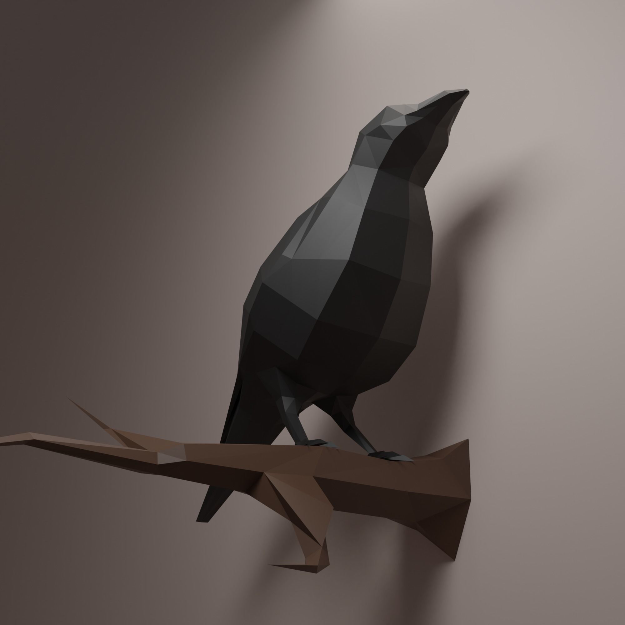 Crow low poly 3d model raven on branch 3D model | CGTrader